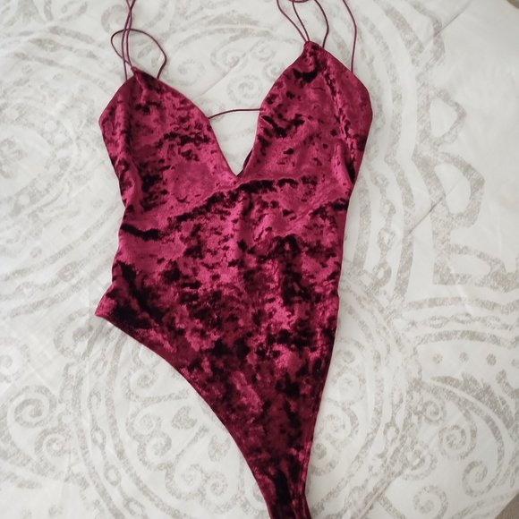 Tobi | Tops | Tobi Red Velvet Body Suit | Poshmark